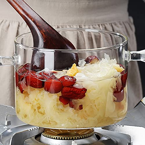 Glass Stew Pot Glass Soup Pot Glass Stew Pot With Lid Kitchen Stockpot Glass Cooking Pot Thickened Stock Pot Large Serving Bowl Salad Basins (1350ml)