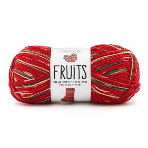 premier yarns fruits yarn, acrylic yarn for crocheting and knitting, 235 yds, strawberry