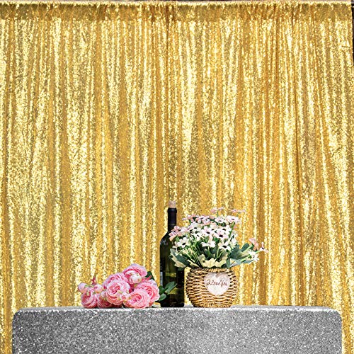 JYFLZQ Light Gold Sequin Backdrop Curtains 10ft x 10ft 1 Panel Glitter Photo Booth Backdrops Sparkly Photography Background Drapes for Parties Wedding Bridal Showers