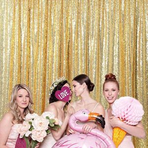 JYFLZQ Light Gold Sequin Backdrop Curtains 10ft x 10ft 1 Panel Glitter Photo Booth Backdrops Sparkly Photography Background Drapes for Parties Wedding Bridal Showers