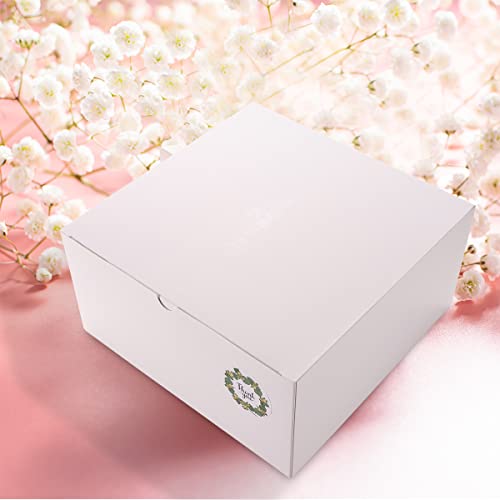 Frantis White Gift Boxes 8x8x4 Inches 10 Pack,Paper Gift Box with Lids for Bridesmaid Proposal, Birthday, Party,Christmas,Wedding, Crafting Cupcake Boxes,with Thank You Sticker