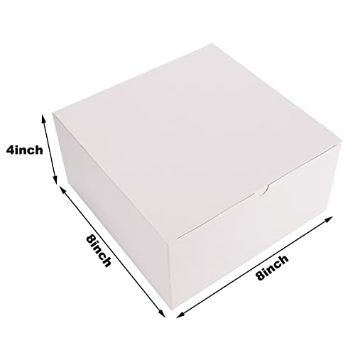 Frantis White Gift Boxes 8x8x4 Inches 10 Pack,Paper Gift Box with Lids for Bridesmaid Proposal, Birthday, Party,Christmas,Wedding, Crafting Cupcake Boxes,with Thank You Sticker