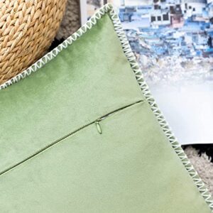 GAWAMAY Solid Soft Velvet Farmhouse Spring Black Pillow Covers 18x18 Set of 2,Decorative Green Throw Pillows with Chenille Edge,Square Boho Couch Pillows for Living Room Sofa Couch Beding(45x45cm)