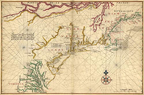 INFINITE PHOTOGRAPHS 1639 Map| Atlantic Coast|Atlantic Coast North America|Coasts, Manuscript|Middle Atlantic St