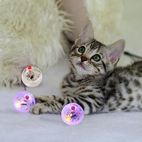 4 Pieces Ghost Hunting Cat Ball Multi-Color Flash LED Glowing Interactive Ball Pet Toys for Dog Cat Animals Activity