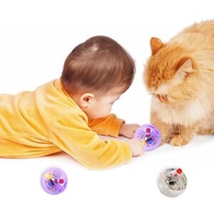 4 Pieces Ghost Hunting Cat Ball Multi-Color Flash LED Glowing Interactive Ball Pet Toys for Dog Cat Animals Activity