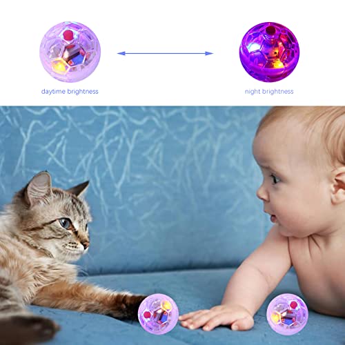 4 Pieces Ghost Hunting Cat Ball Multi-Color Flash LED Glowing Interactive Ball Pet Toys for Dog Cat Animals Activity