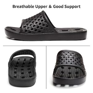 Shower Shoes Men Shower Flip Flops Women Non Slip Bathroom Slippers plastic for College Dorm Room Essentials Boys Kids Rubber Shower Sandals Slides Pool Hotel Gym Swimming Water Shoe (Black,EU46-47)