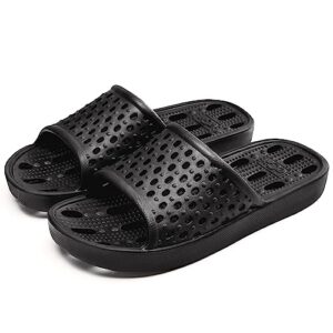 Shower Shoes Men Shower Flip Flops Women Non Slip Bathroom Slippers plastic for College Dorm Room Essentials Boys Kids Rubber Shower Sandals Slides Pool Hotel Gym Swimming Water Shoe (Black,EU46-47)