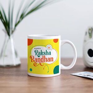 TIED RIBBONS Rakhi for Brother with Gift Set | Coffee Mug (10 Oz) | Mini Greeting Card | Roli Chawal Tika - Raksha bandhan Rakhi Gifts for Brother Rakhi Set for Brother | Bhai Rakhi Thread