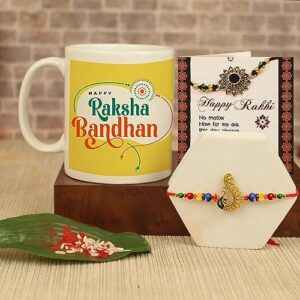 TIED RIBBONS Rakhi for Brother with Gift Set | Coffee Mug (10 Oz) | Mini Greeting Card | Roli Chawal Tika - Raksha bandhan Rakhi Gifts for Brother Rakhi Set for Brother | Bhai Rakhi Thread