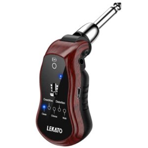 guitar headphone amp,lekato mini guitar amplifier rechargeable pocket guitar amp with bluetooth receiver clean chorus overdrive distortion and wah