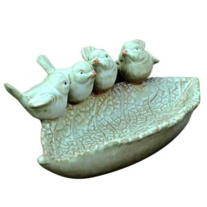 EatingBiting Outdoor Statues Ceramic Leaf-Shaped Tray Bird Feeder Fruit Plate 10.6" Home Garden Lawn Ornament Decor Jewelry Organizer Key Storage Box/Soap Dish Soap Box/Serving Bowl