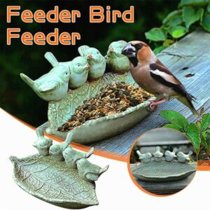 EatingBiting Outdoor Statues Ceramic Leaf-Shaped Tray Bird Feeder Fruit Plate 10.6" Home Garden Lawn Ornament Decor Jewelry Organizer Key Storage Box/Soap Dish Soap Box/Serving Bowl