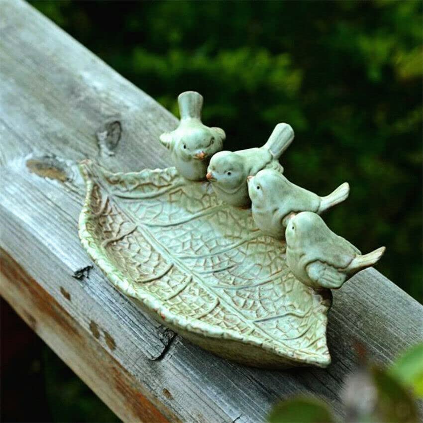 EatingBiting Outdoor Statues Ceramic Leaf-Shaped Tray Bird Feeder Fruit Plate 10.6" Home Garden Lawn Ornament Decor Jewelry Organizer Key Storage Box/Soap Dish Soap Box/Serving Bowl