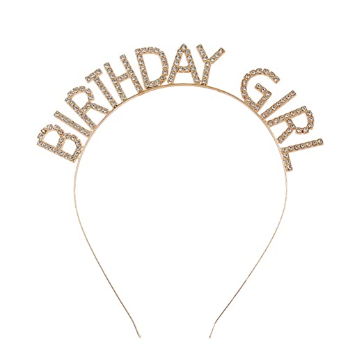 Happy Birthday Girl Headband Gold Headpiece Birthday Crown for Women Girls Birthday Tiara Headbands for Daughter BFF Birthday Hair Band Accessories for Women Girls Head Band