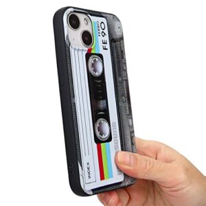 tonvizern for iphone 13 mini 5.4 inch 2021 case, soft tpu phone case music classic cassette tape retro 80’s type case cover for girls women, slim shockproof protective case cover (white)