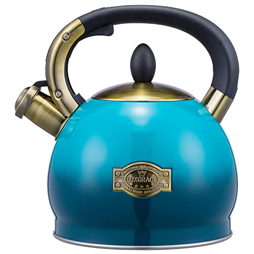 s-p Whistling Tea Kettle Stove Top Teapot, Stainless Steel Teakettle (2.8 QUART, Blue)