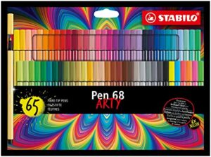 stabilo premium felt tip pen pen 68 arty - wallet of 65-65 colors