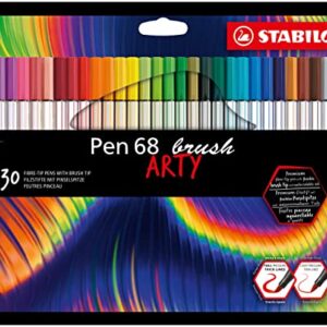 STABILO Premium Fibre-Tip Pen Pen 68 brush ARTY - Wallet of 30 - Assorted Colors