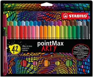 stabilo nylon tip writing pen pointmax arty - wallet of 42 - assorted colors