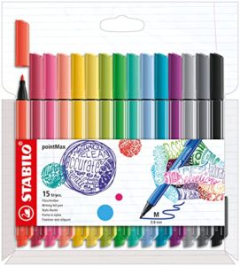 stabilo nylon tip writing pen pointmax - wallet of 15 - assorted colors