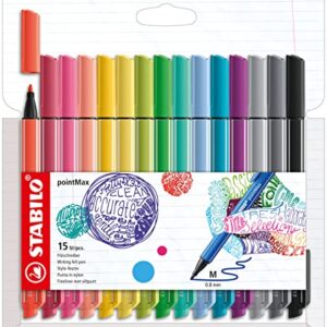 STABILO Nylon Tip Writing Pen pointMax - Wallet of 15 - Assorted Colors