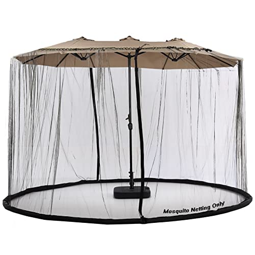 Tiimmgaal Mosquito Neting for 14FT Double-Sided Patio Umbrella Sunbrella Neting Double Zipper Water Pipe Bottom Used and for Patio Gazebo pop up canopy10x10 interchangeable (Black)