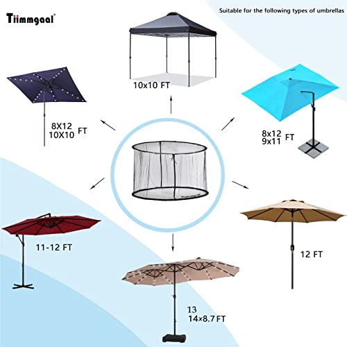 Tiimmgaal Mosquito Neting for 14FT Double-Sided Patio Umbrella Sunbrella Neting Double Zipper Water Pipe Bottom Used and for Patio Gazebo pop up canopy10x10 interchangeable (Black)