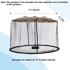 Tiimmgaal Mosquito Neting for 14FT Double-Sided Patio Umbrella Sunbrella Neting Double Zipper Water Pipe Bottom Used and for Patio Gazebo pop up canopy10x10 interchangeable (Black)