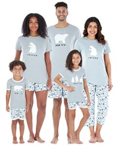 sleepyheads grey polar bear family matching short sleeve pj sets, bear summer, small, women's (style 1)