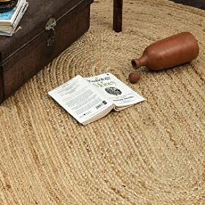 HOMEMONDE 4 x 6 ft Braided Oval Rug Farmhouse Reversible Carpet for Living Room Handmade Jute Area Rugs, Natural