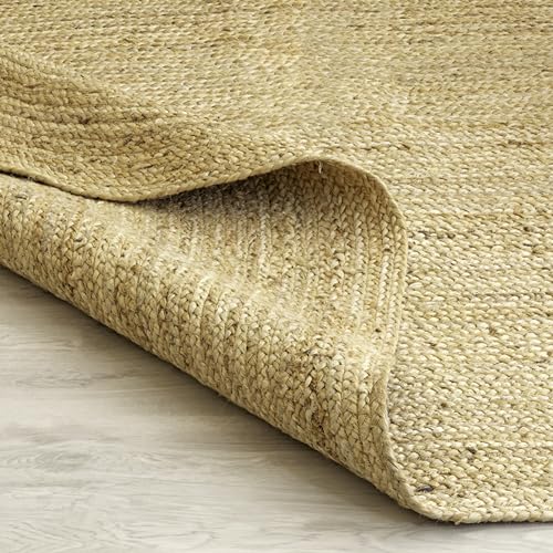 HOMEMONDE 4 x 6 ft Braided Oval Rug Farmhouse Reversible Carpet for Living Room Handmade Jute Area Rugs, Natural