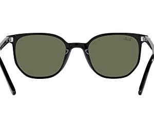 Ray-Ban RB2197 Elliot Square Sunglasses, Black/Green, 52 mm