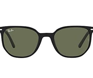 Ray-Ban RB2197 Elliot Square Sunglasses, Black/Green, 52 mm