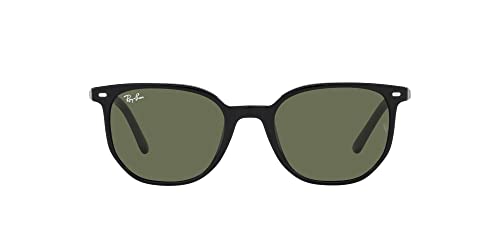 Ray-Ban RB2197 Elliot Square Sunglasses, Black/Green, 52 mm