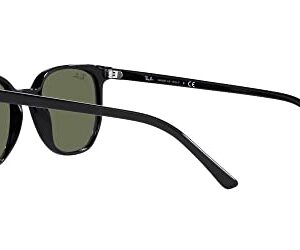 Ray-Ban RB2197 Elliot Square Sunglasses, Black/Green, 52 mm