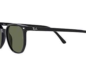 Ray-Ban RB2197 Elliot Square Sunglasses, Black/Green, 52 mm