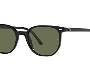 Ray-Ban RB2197 Elliot Square Sunglasses, Black/Green, 52 mm