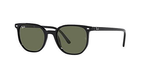 Ray-Ban RB2197 Elliot Square Sunglasses, Black/Green, 52 mm