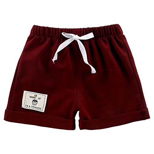 QinCiao Toddler Baby Boys Girls Drawstring Loose Shorts Soft Casual Sports Summer Bottoms Hot Pants Burgundy 3-4 Years