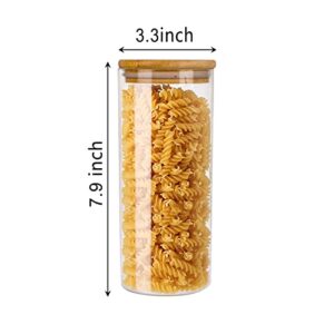 UrSpeedtekLive 32 OZ Glass Storage Jars with Airtight Bamboo Lids, Set of 8 Food Storage Jars with Wood Lids, Glass Kitchen Canisters, Clear Container for Flour, Dry Goods, Cookie, Candy, Rice, Pasta