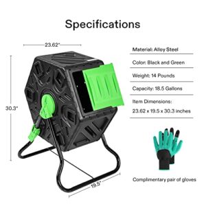 VIVOSUN Tumbling Composter, 18.5 Gallon Compost Bin, Heavy-Duty Compost Tumbler w/Sliding Door, Lockable Brake and Rotating Design for Fast Creation of Fertile Soil, Outdoor