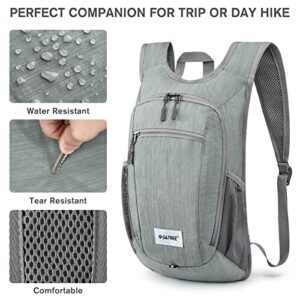 G4Free 10L/15L Hiking Backpack Lightweight Packable Hiking Daypack Small Travel Outdoor Foldable Shoulder Bag(Grey)