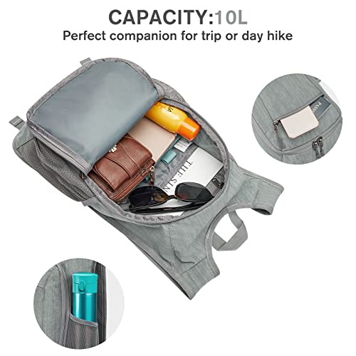 G4Free 10L/15L Hiking Backpack Lightweight Packable Hiking Daypack Small Travel Outdoor Foldable Shoulder Bag(Grey)