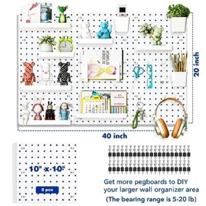 8 Pack Pegboard, Peg Boards, Peg Boards for Walls, Pegboard Wall Organizer, Small Pegboard 10" x 10", Pegboard Plastic Panels for Craft Room, Organizer, Storage, Workbench, Study Room