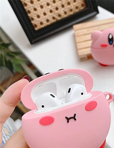 Cute Case for Apple Airpod 2nd Generation AirPods Case Cover 3D Kawaii Funny Food Design Silicone Shell Anti-Fall Cover for AirPods Charging Case for Girls Women Boy Men (AirPods 2/1, Pink Monster)