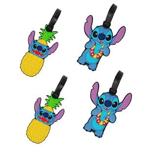 disney lilo & stitch luggage tags pvc 4-piece set - stitch travel tags & luggage/suitcase tags - officially licensed