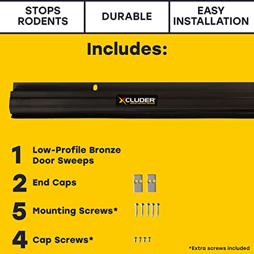 Xcluder 36 in. Low-Profile Door Sweep, Dark Bronze, Seals Out Rodents & Pests, Enhanced Weather Sealing, Easy to Install; Door Seal Rodent Guard; Rodent Proof Door Sweep