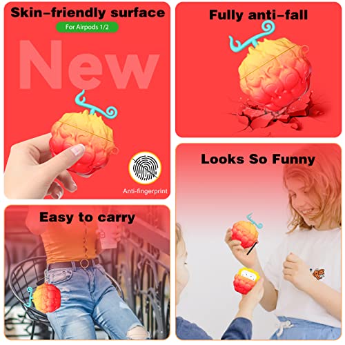 Gkv Silicone Case for Airpods 1/2 Design Fashion Unique 3D Cool Funny Cartoon Air Pods 1st/2nd Cover Cute Designer Stylish Shell Cases for Girls Boys Kids Teen for Airpods 1/2 (Red Yellow Fruit Food)